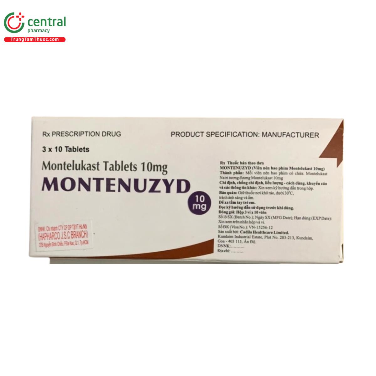Thuốc MONTENUZYD 10mg - Điều trị bệnh hen suyễn mãn tính vừa và nhẹ