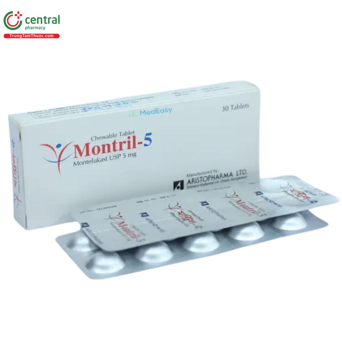 Thuốc Montril-5 Điều trị hen suyễn nhẹ - trung bình, viêm mũi dị ứng