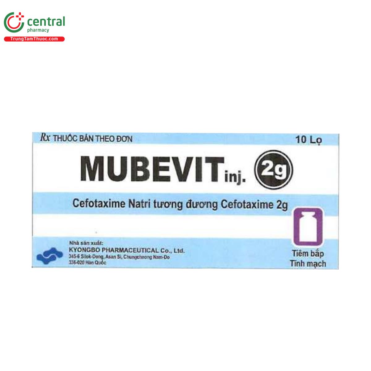 Thuốc Mubevit Inj 2g - Điều trị tình trạng nhiễm khuẩn nghiêm trọng