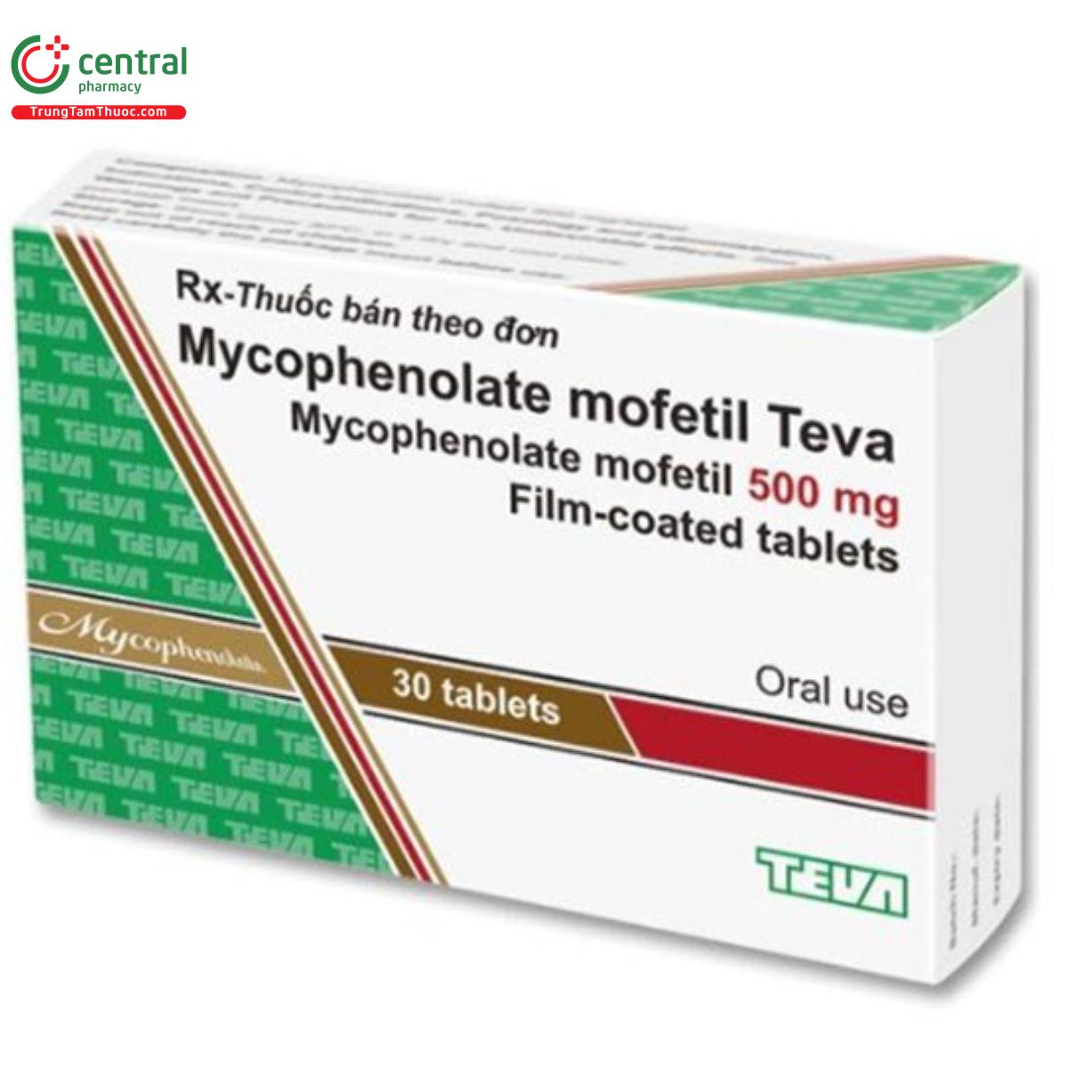 Thuốc Mycophenolate mofetil Teva 500mg dùng trong điều trị phối hợp dự ...