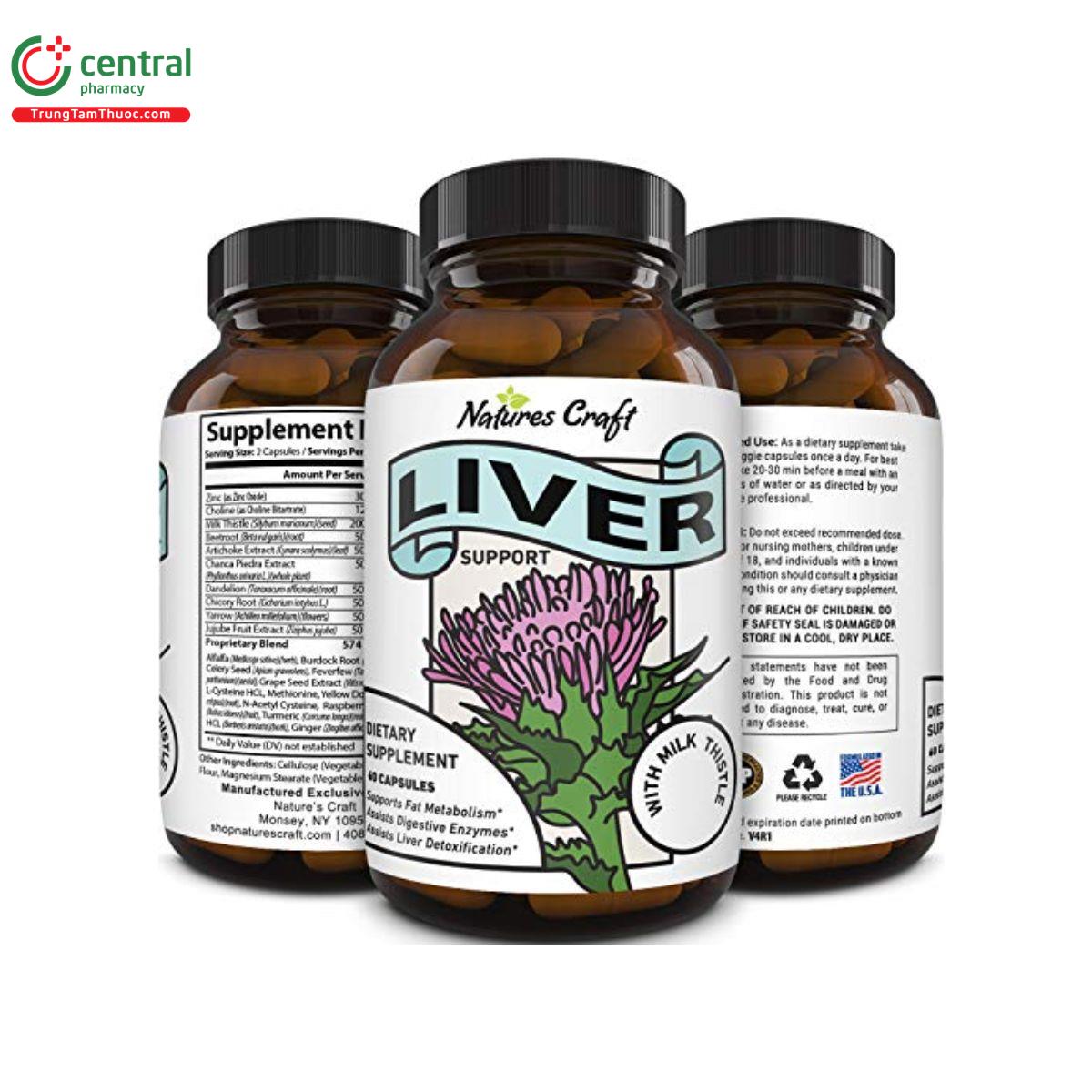 Thuốc Natures Craft Liver Support hỗ trợ đào thải độc tố, bảo vệ gan
