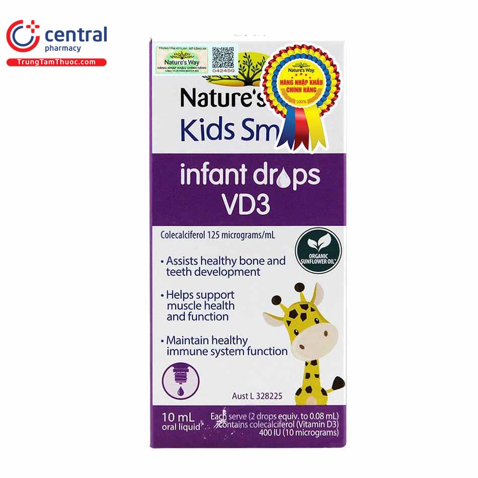 Thuốc Nature’s Way Kids Smart Infant Drops VD3 cung cấp Vitamin D3