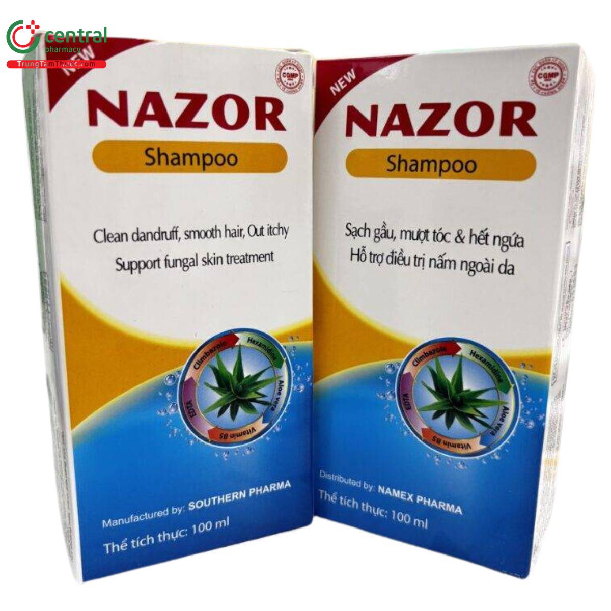 Thuốc Nazor Shampoo New - Dung dịch gội đầu trị gàu, hết ngứa