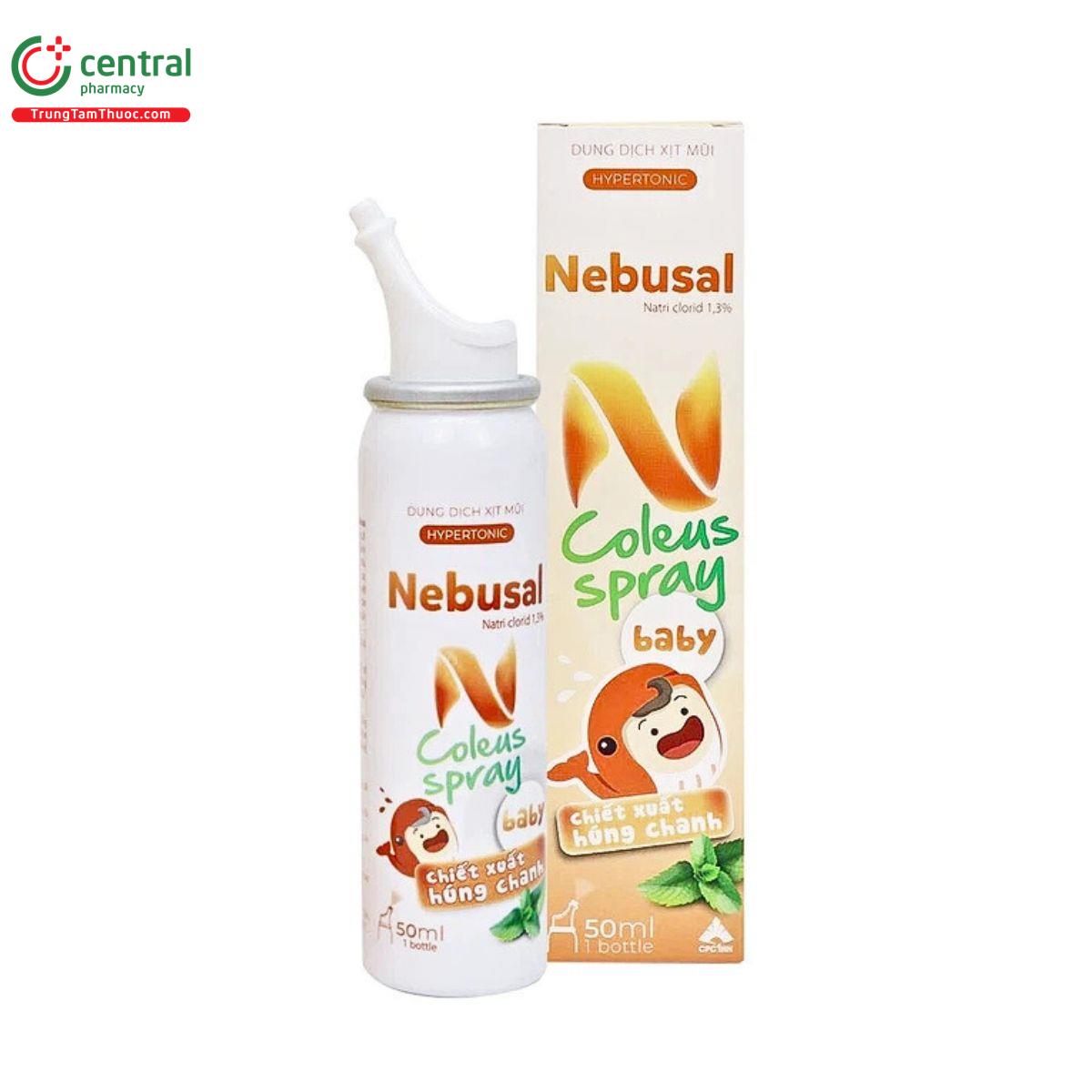 Dung dịch xịt mũi Nebusal Coleus Spray Baby giúp thông thoáng mũi