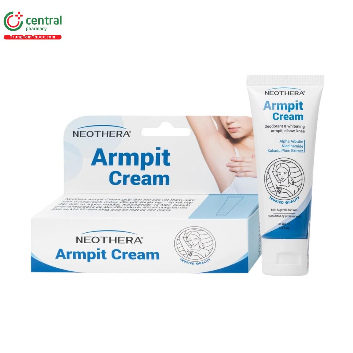 Neothera Armpit Cream làm đều màu da tại các vùng nách, mông, bẹn, đầu gối