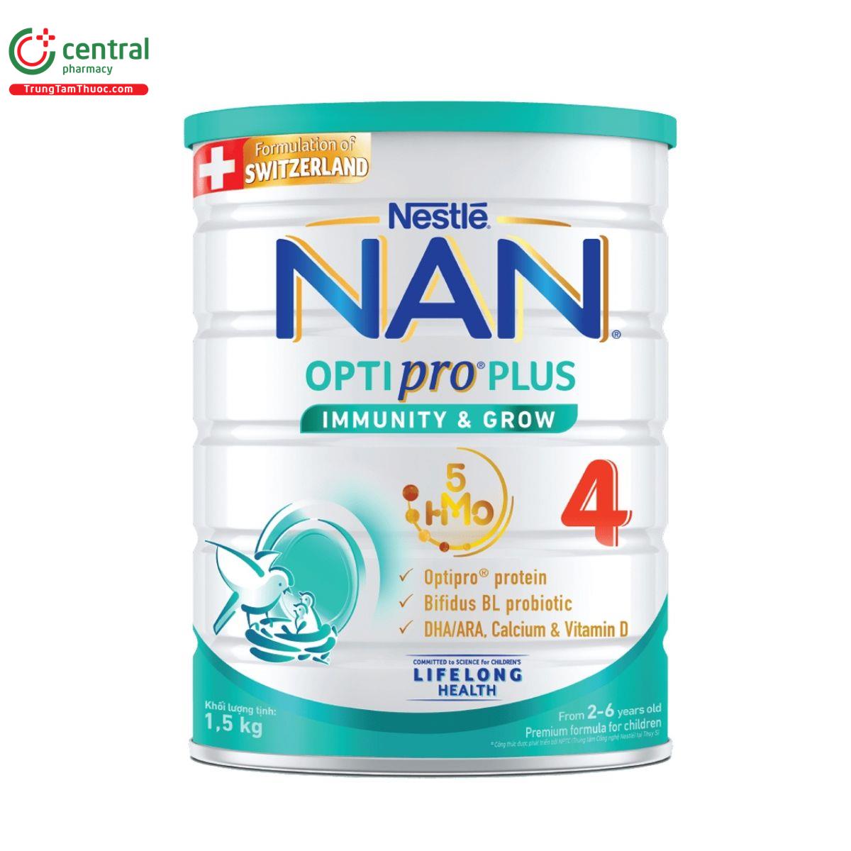 Sữa bột Nestle Nan Optipro Plus 4 1,5kg dành cho bé 2-6 tuổi