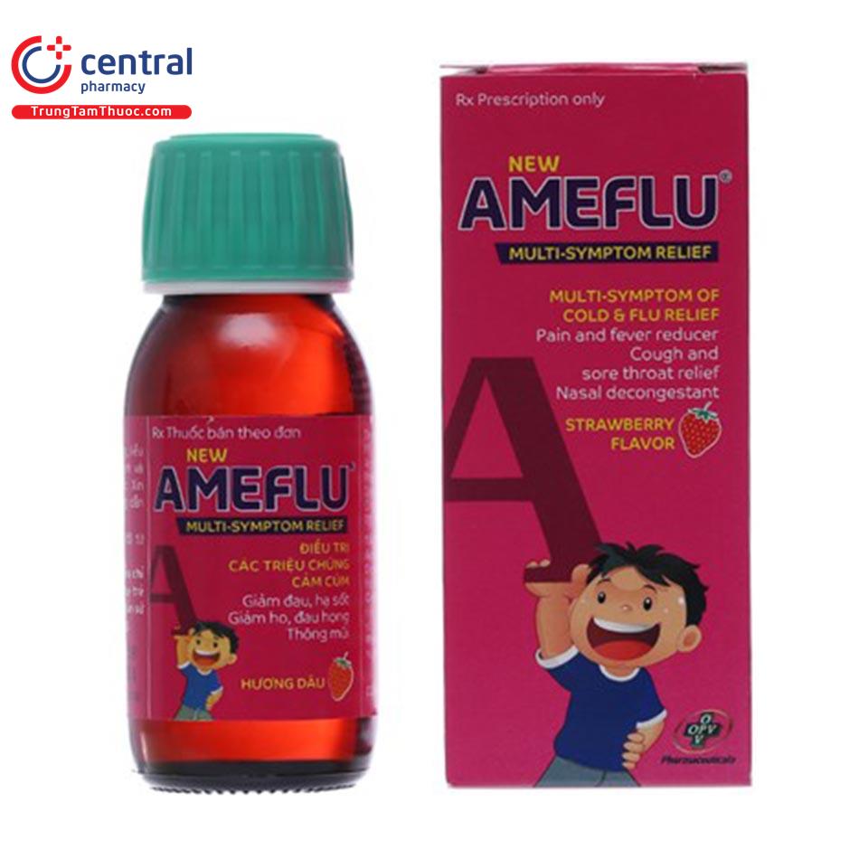 Thuốc New Ameflu Multi-Symptom Relief hương dâu - điều trị cảm cúm