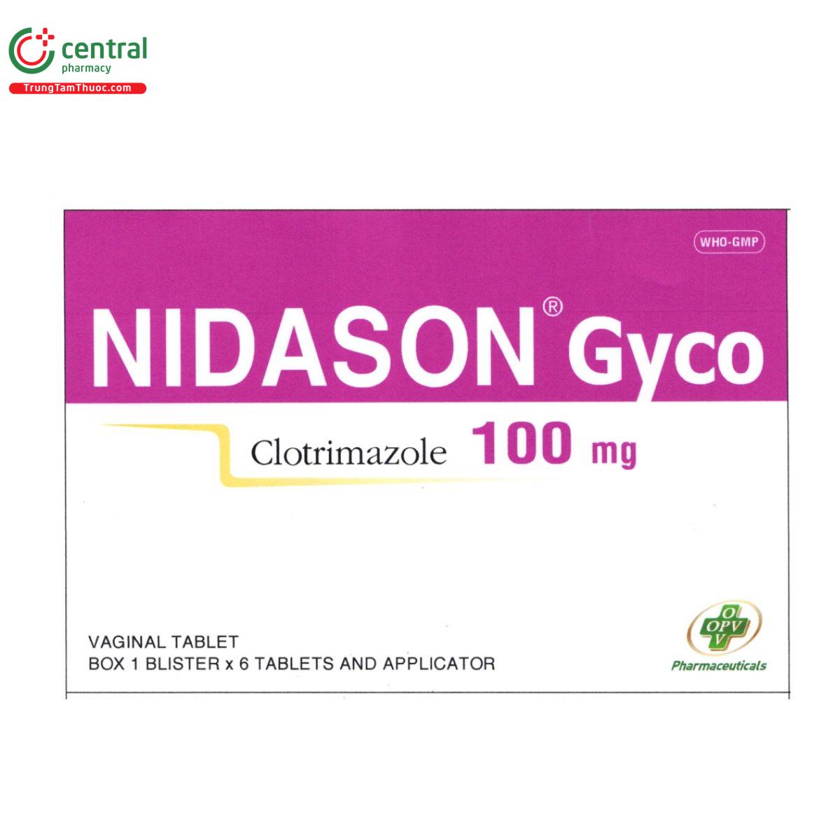 Thuốc Nidason Gyco 100mg điều trị viêm âm đạo do nấm Candida