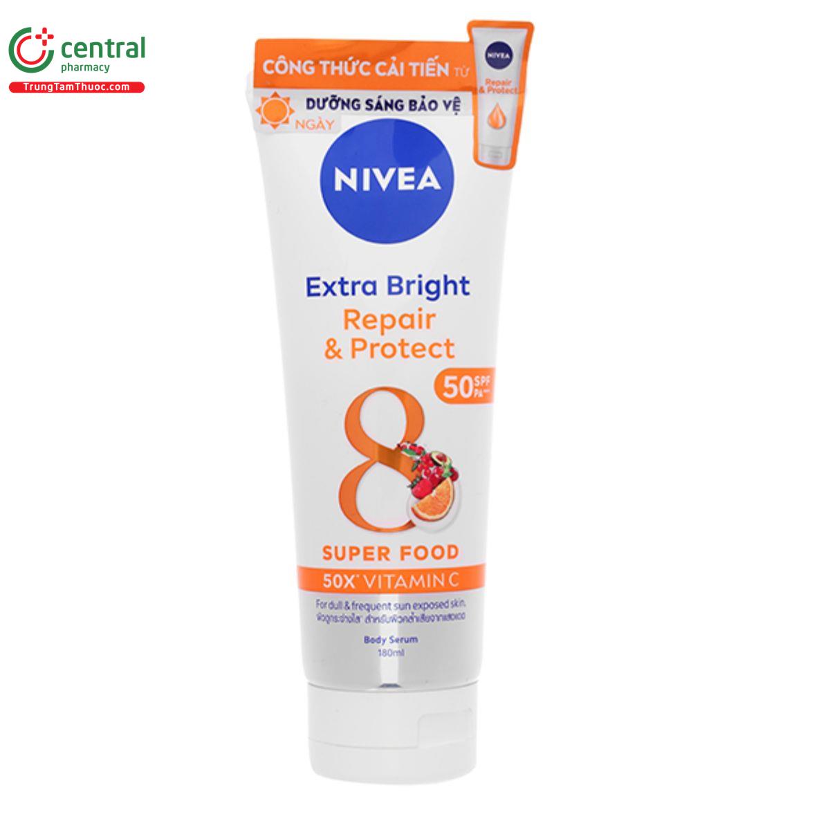 Nivea Extra Bright Repair & Protect SPF50 PA+++ 180ml dưỡng ẩm, làm sáng da