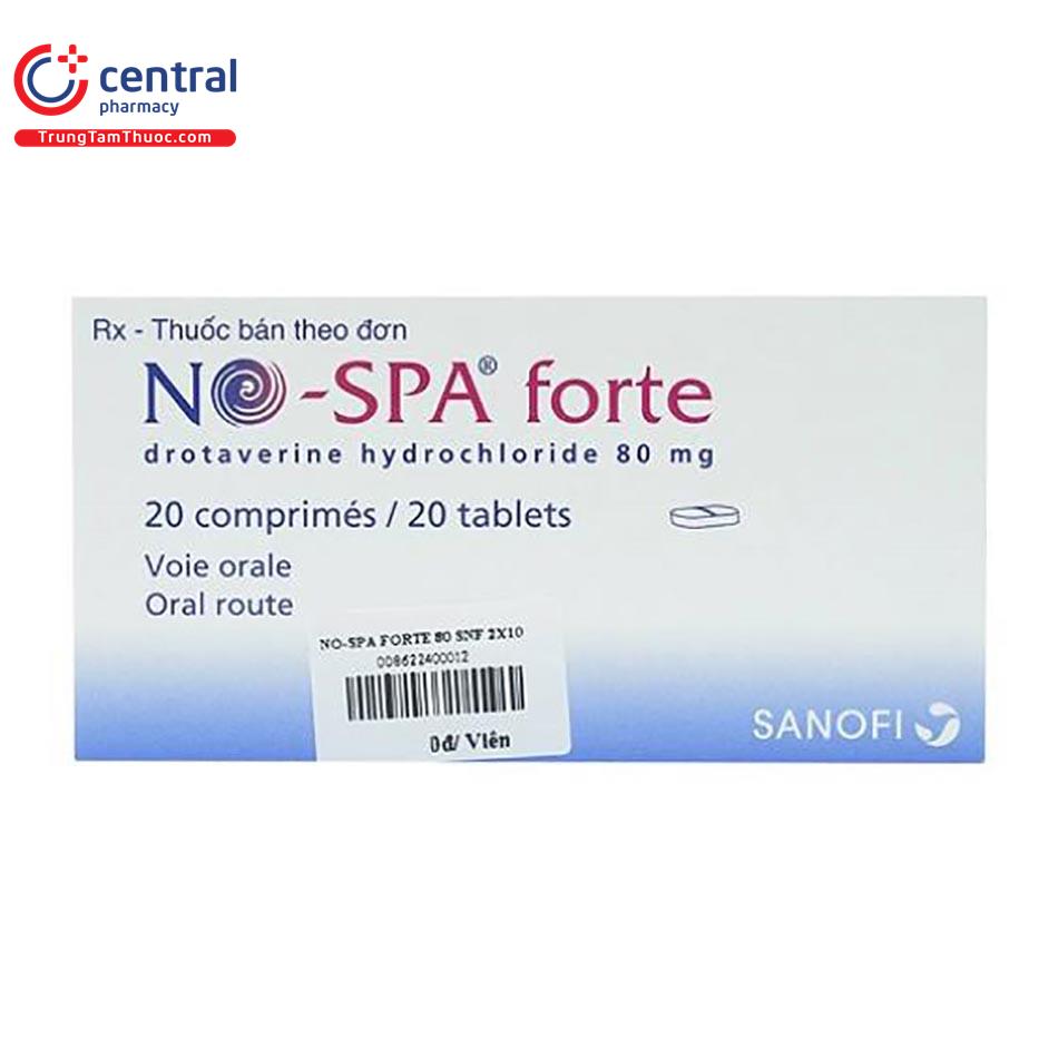 Thuốc chống co thắt cơ trơn No-Spa Forte Sanofi (hộp 20 viên)
