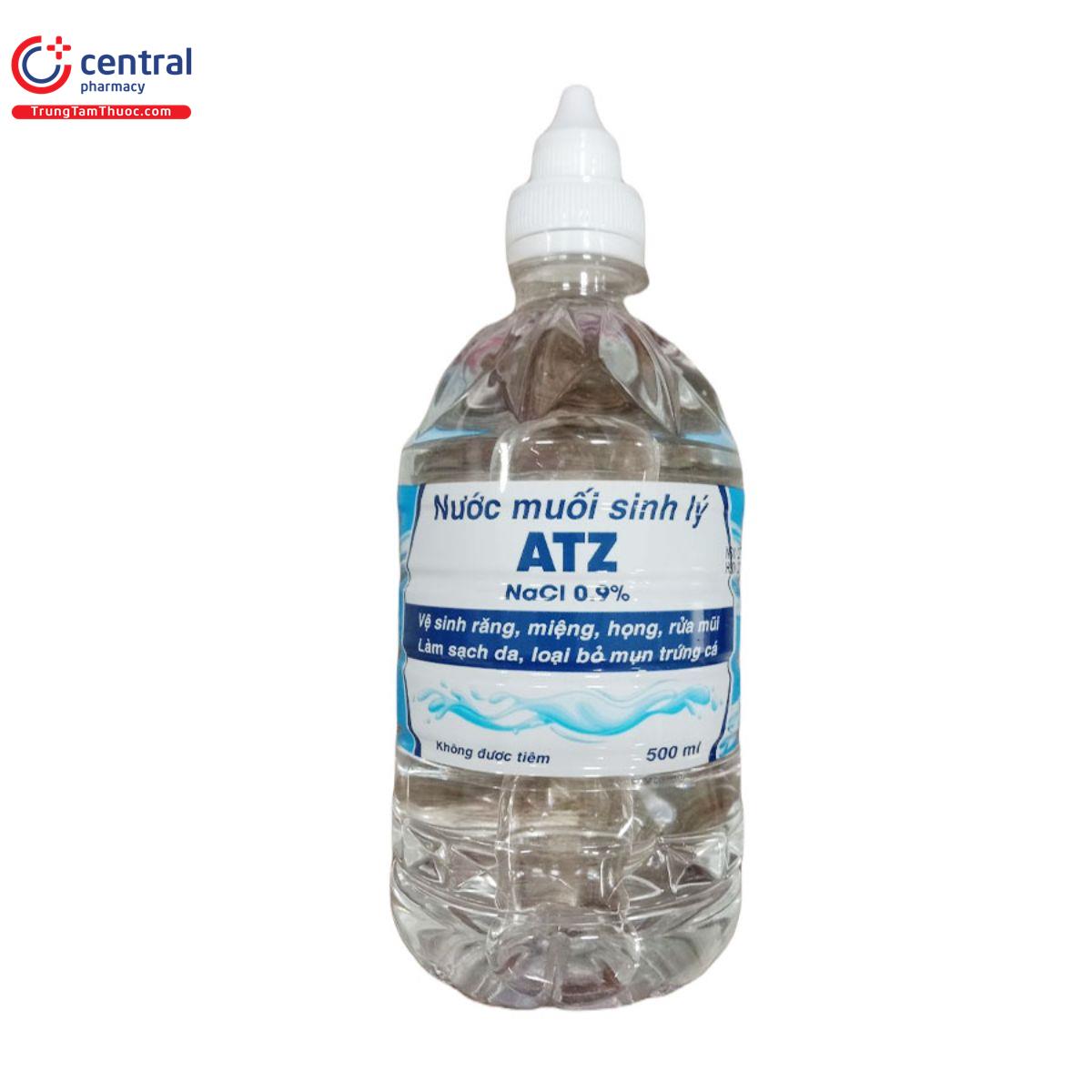 Nước muối sinh lý ATZ Nacl 0.9% (Chai 500ml) dùng vệ sinh vết thương