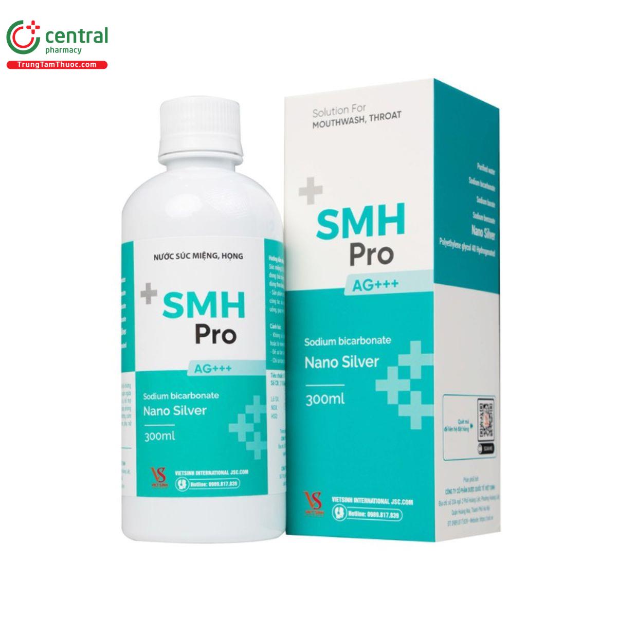 Nước súc miệng họng SMH Pro Ag+++ làm sạch răng miệng, ngừa viêm họng