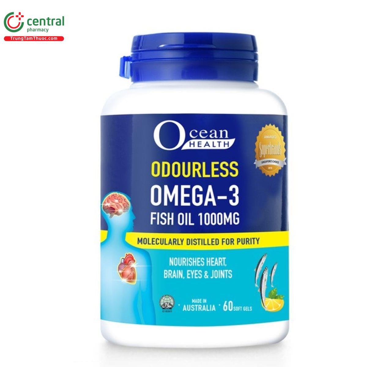 Thuốc Ocean Health Omega-3 Fish Oil 1000mg tốt cho mắt, tim mạch, não