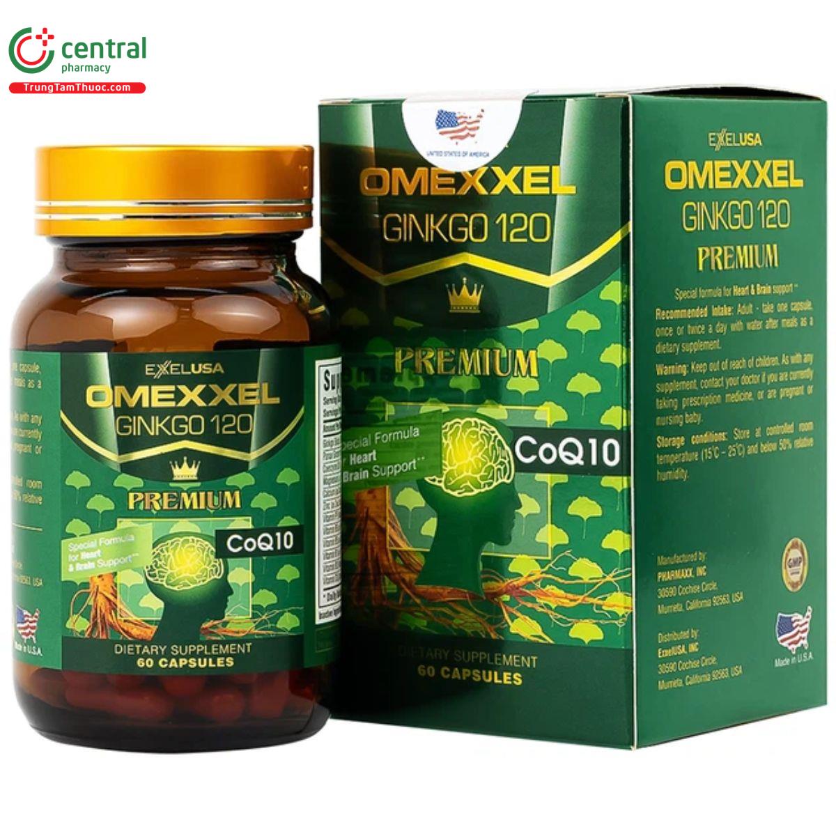Thuốc Omexxel Ginkgo 120 Premium Tăng cường sức khỏe não và tim mạch