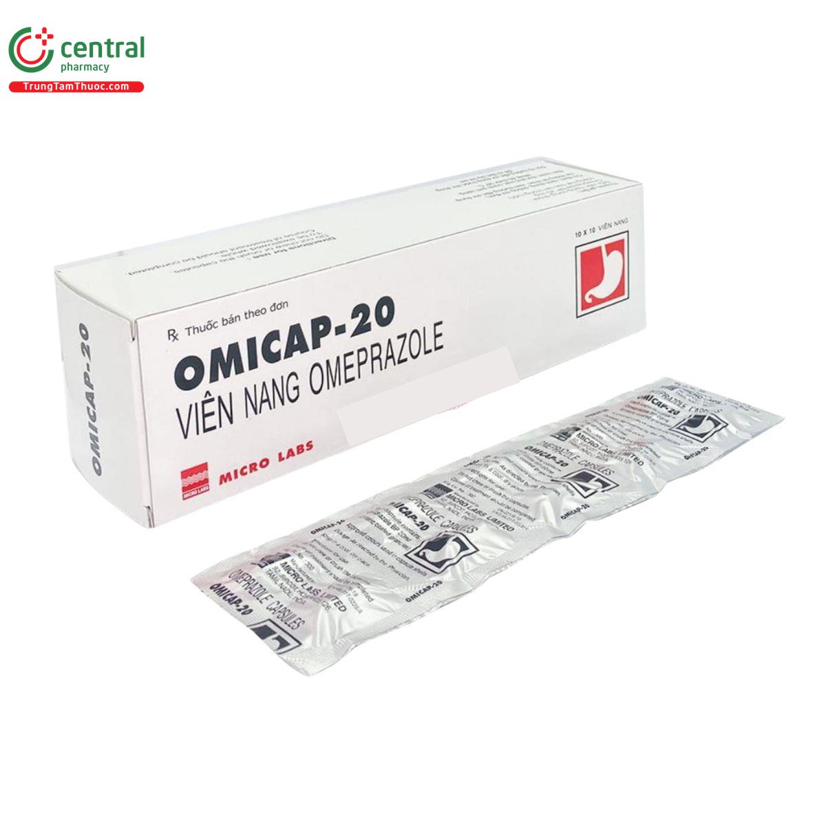Thuốc Omicap-20 điều trị viêm loét, trào ngược dạ dày, thực quản