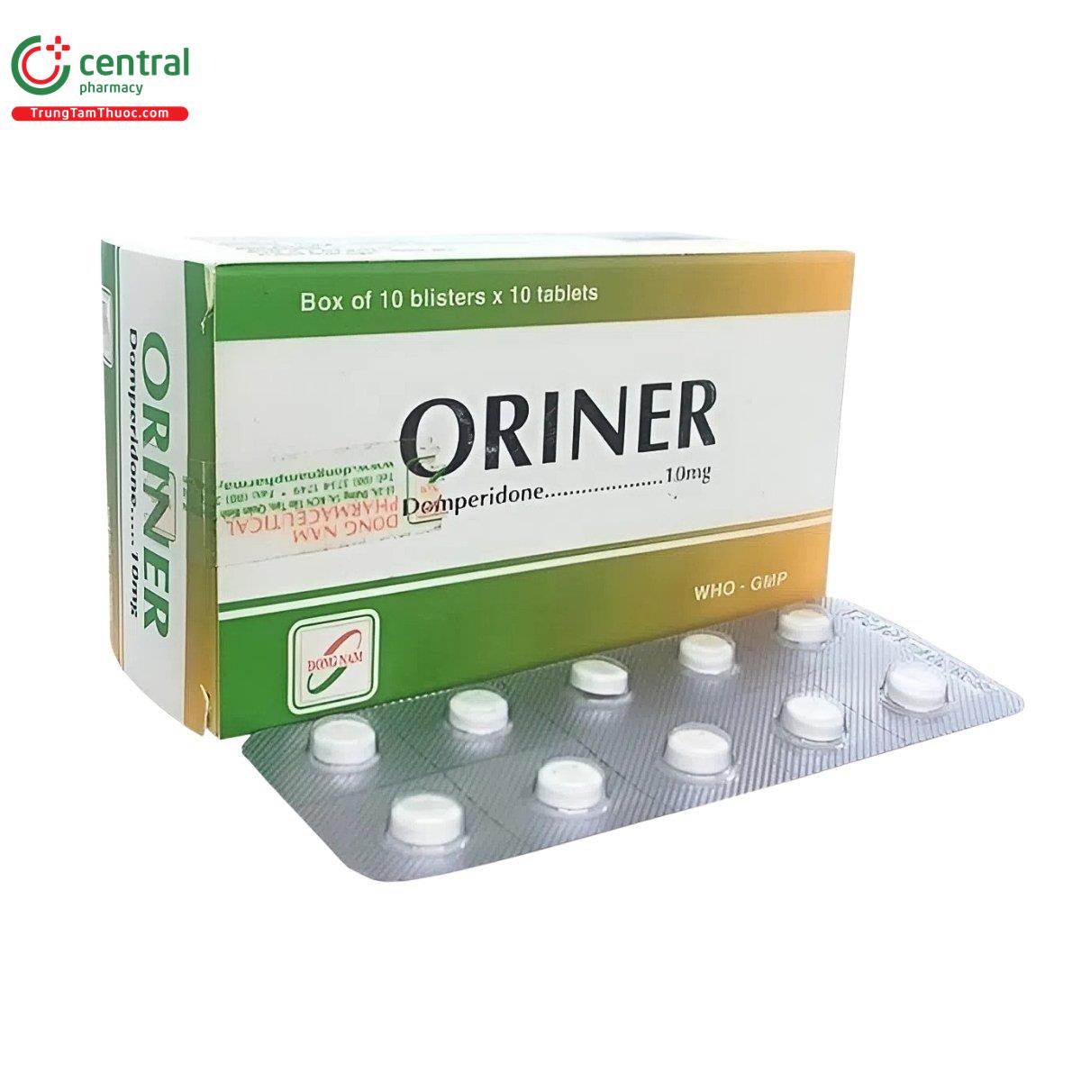 Thuốc Oriner 10mg (Domperidon) điều trị triệu chứng buồn nôn và nôn
