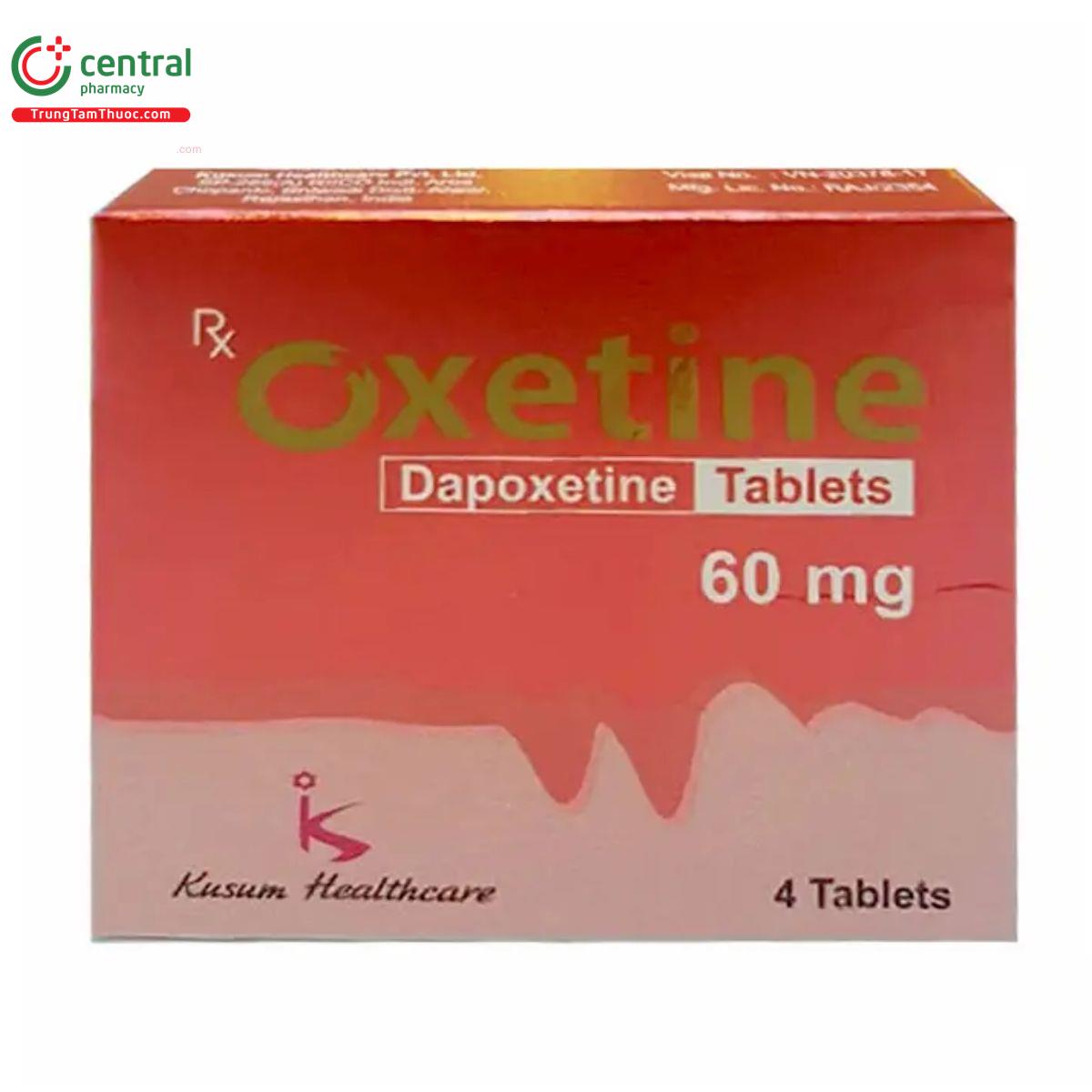 Thuốc Oxetine Tablets 60mg điều trị xuất tinh sớm có giá bao nhiêu?