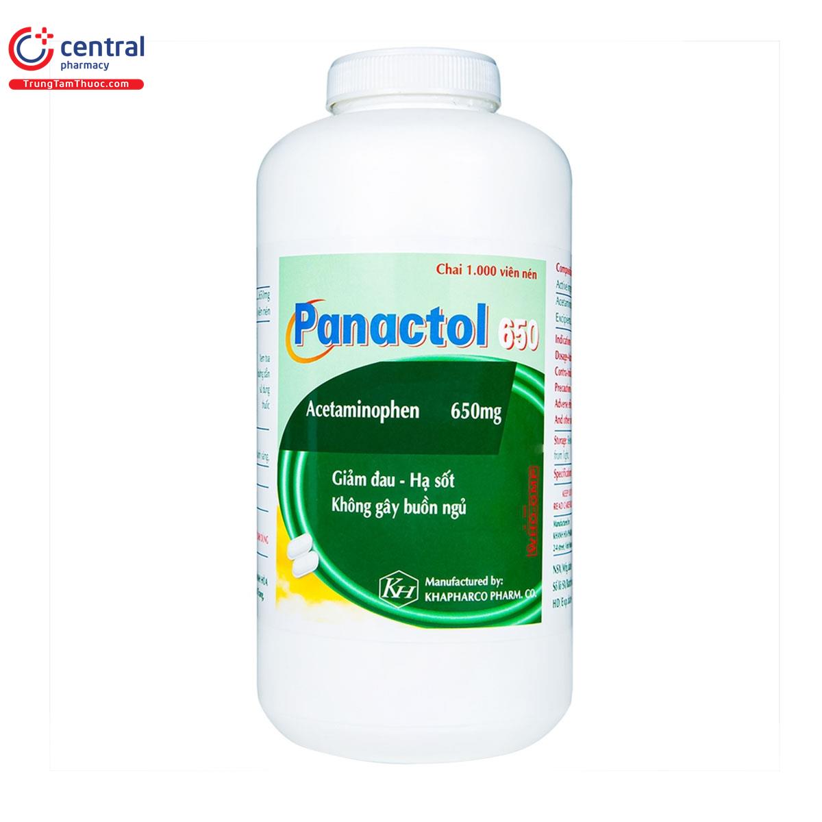 Thuốc Panactol 650 Chai 1000 Viên giúp giảm đau, hạ sốt nhẹ và vừa