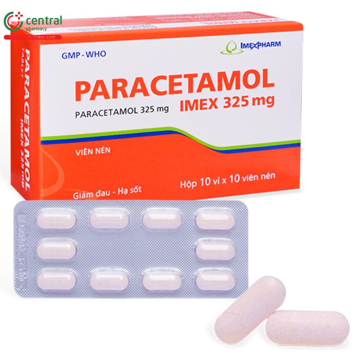 Thuốc Paracetamol Imex 325mg giảm đau đầu, đau răng, hạ sốt