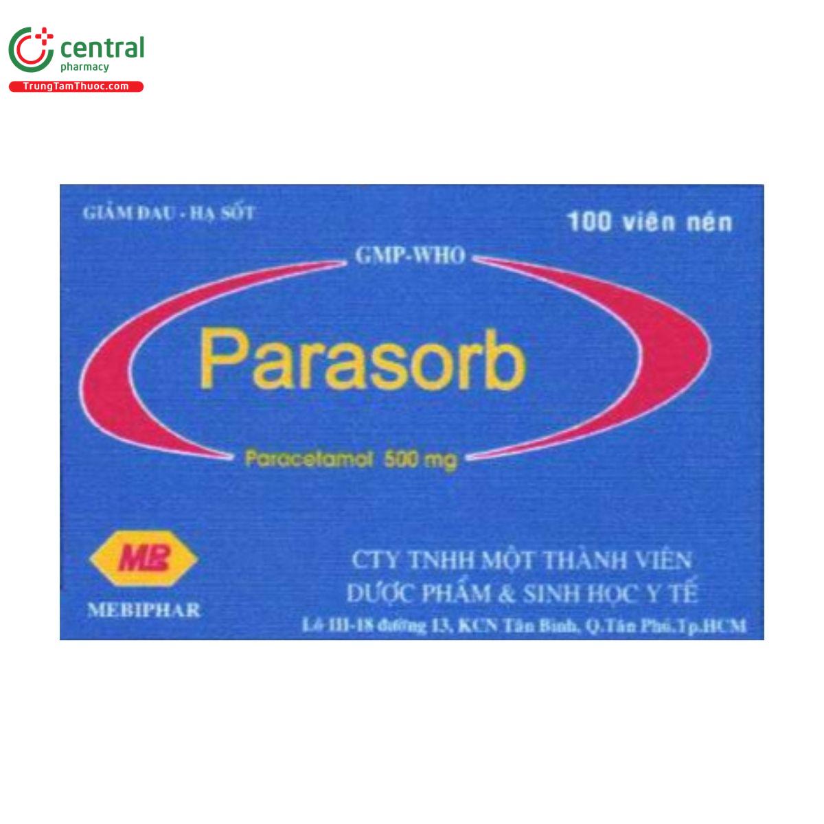 Thuốc Parasorb 500mg - Giúp giảm đau và hạ sốt từ mức độ nhẹ đến vừa