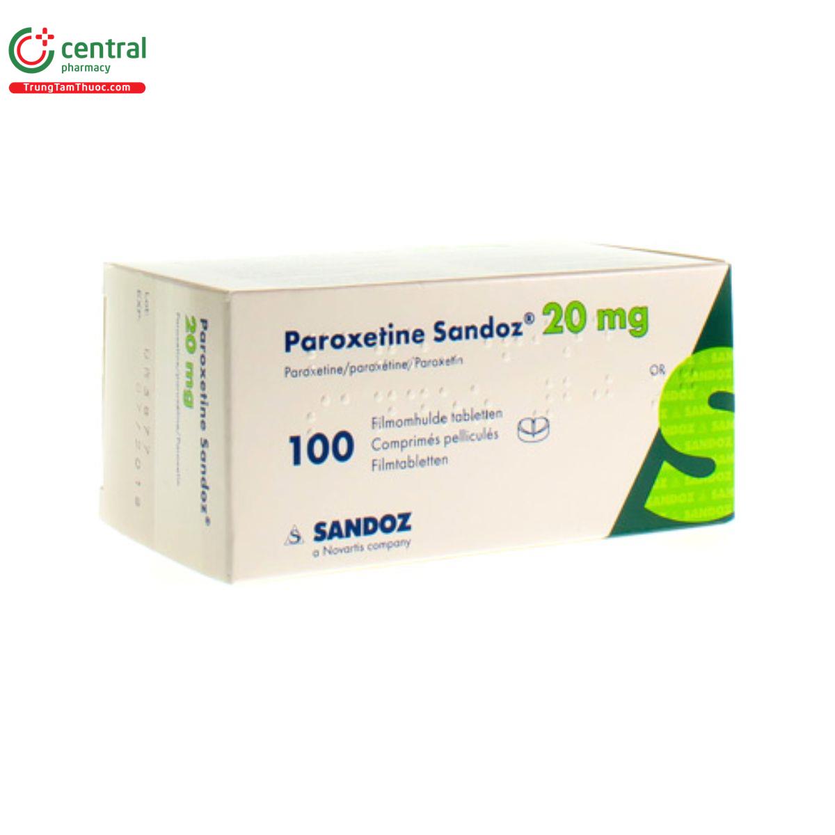 Thuốc Paroxetine Sandoz 20mg điều trị trầm cảm nặng, rối loạn lo âu