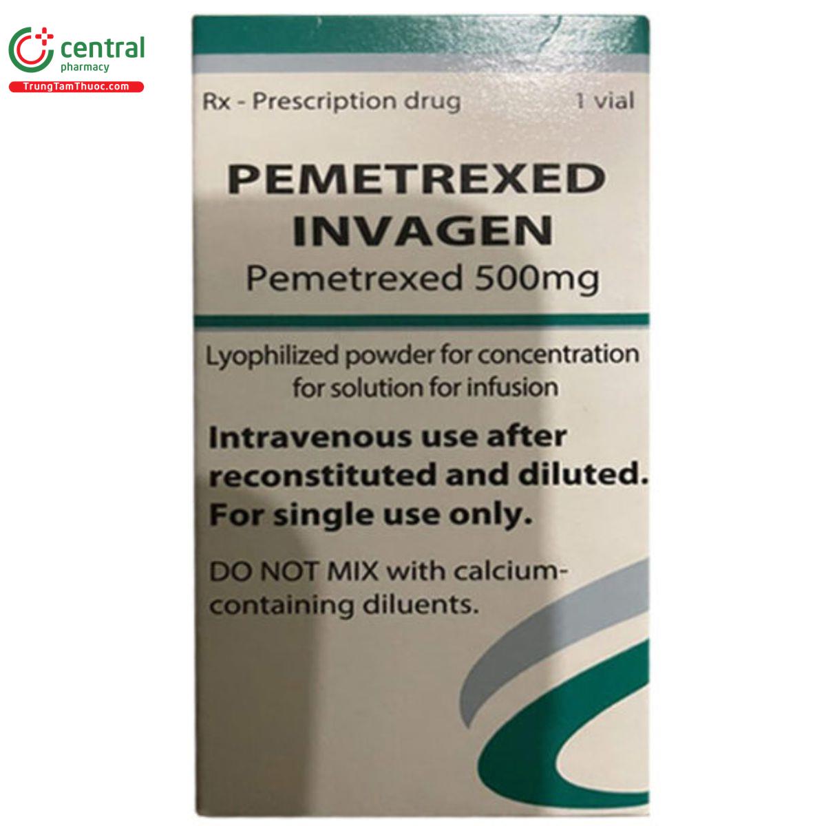 Thuốc Pemetrexed Invagen 500mg điều trị ung thư biểu mô màng phổi