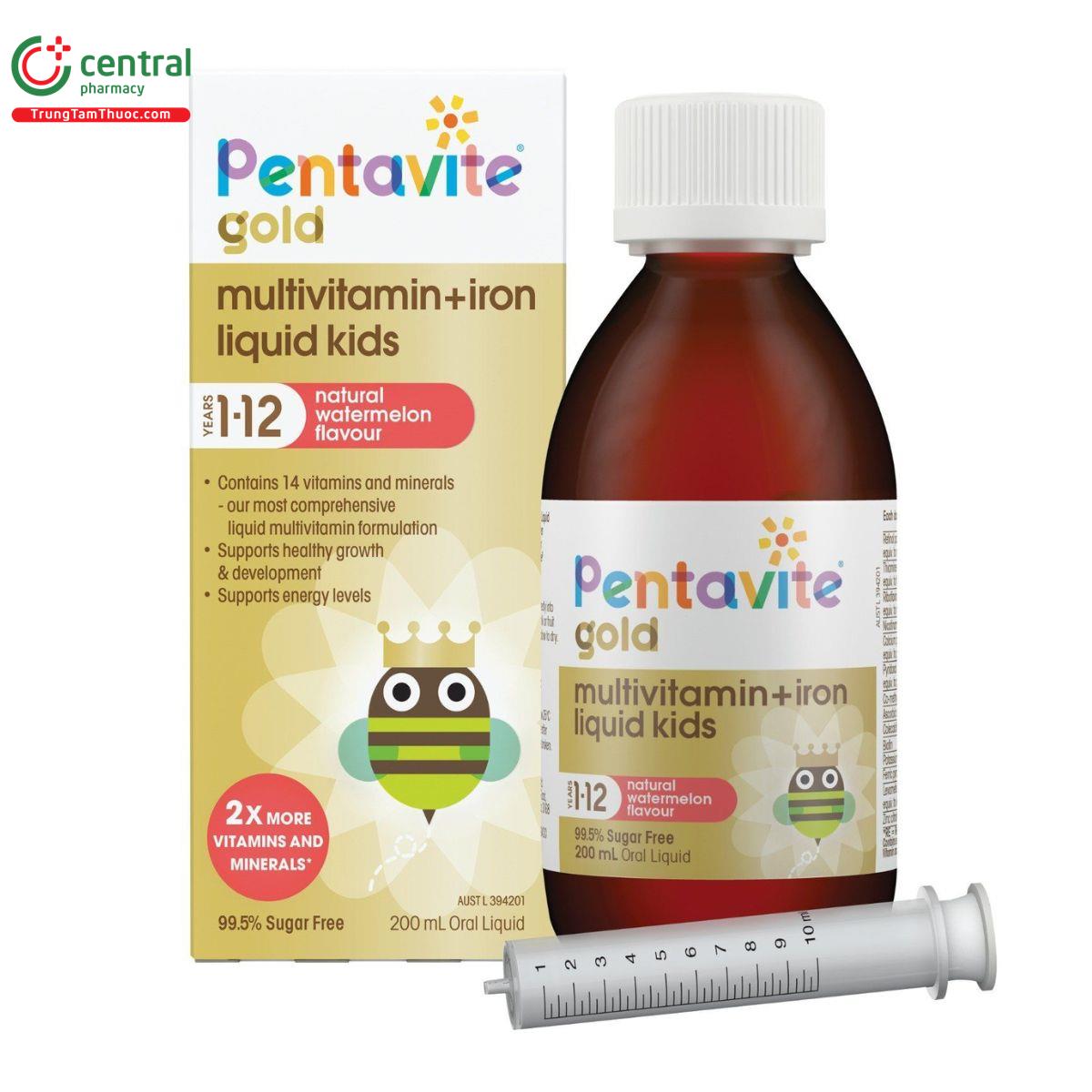 Thuốc Pentavite Gold Multivitamin+Iron Liquid Kids giúp bổ sung vitamin ...