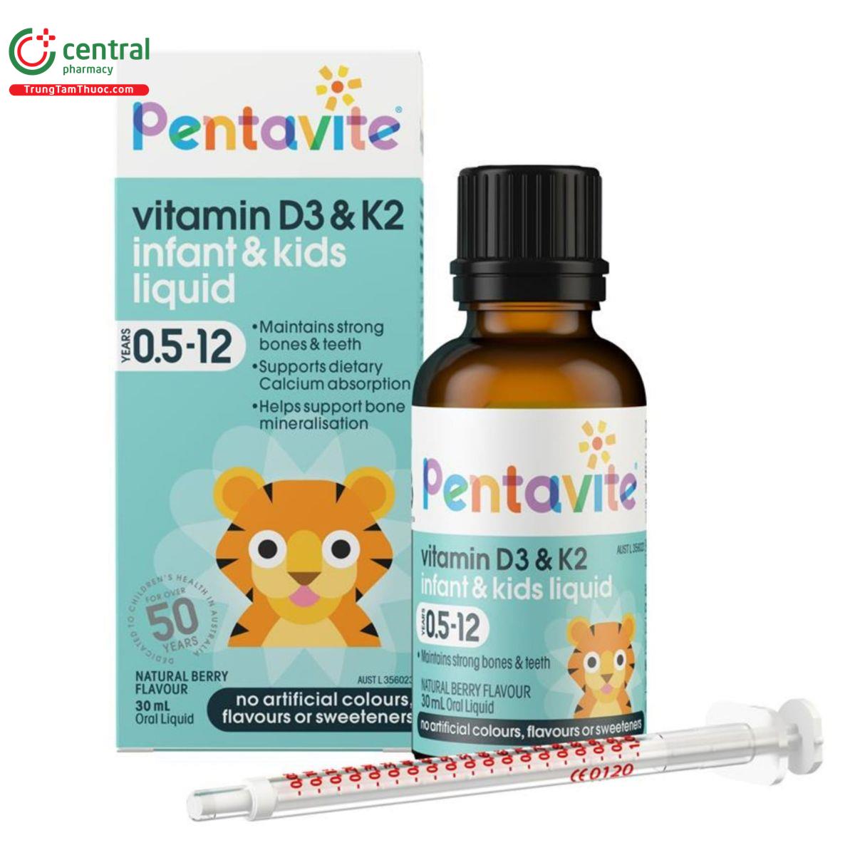 Thuốc Pentavite Vitamin D3 & K2 Infant & Kids Liquid bổ sung D3, K2