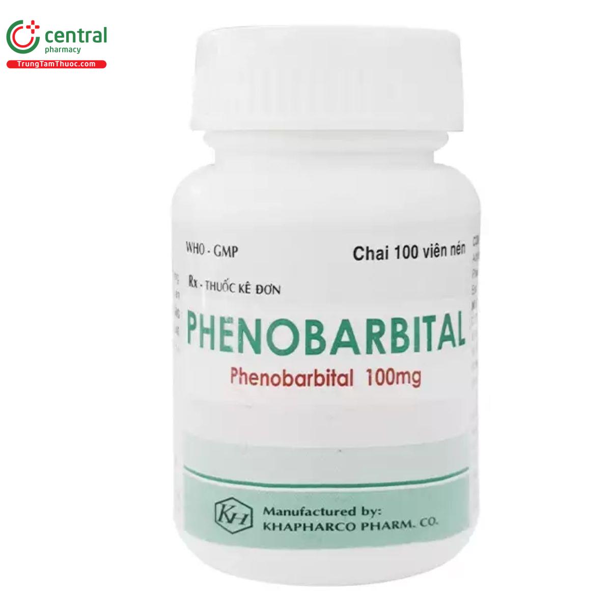 Thuốc Phenobarbital 100mg Khapharco lọ 100 viên điều trị động kinh