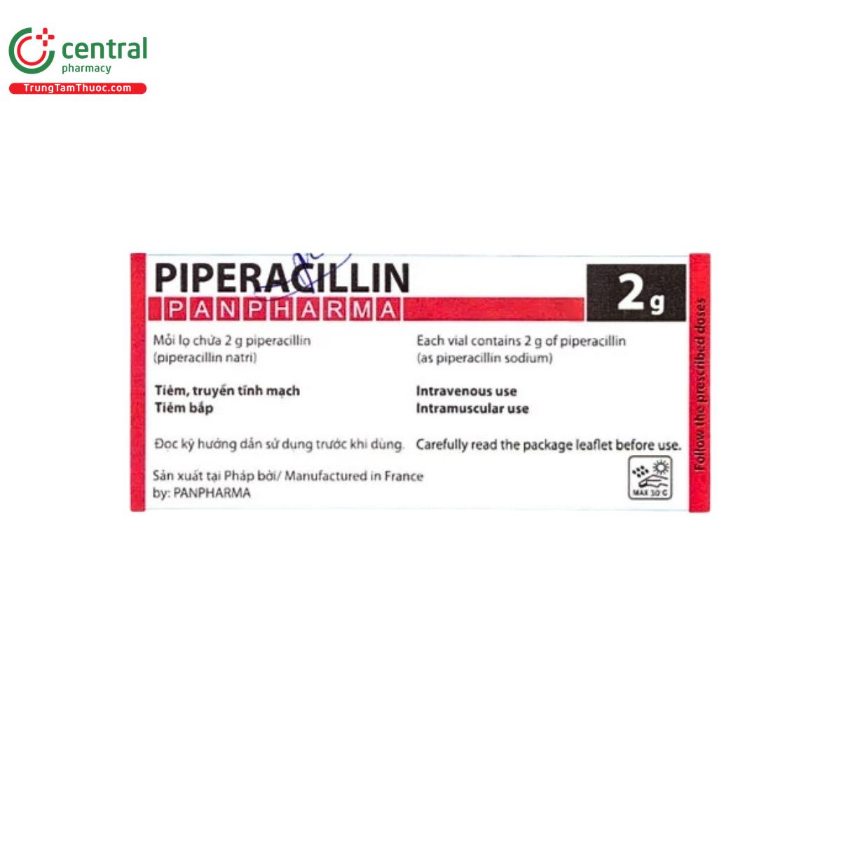 Thuốc kháng sinh Piperacillin Panpharma 2g điều trị nhiễm trùng nặng