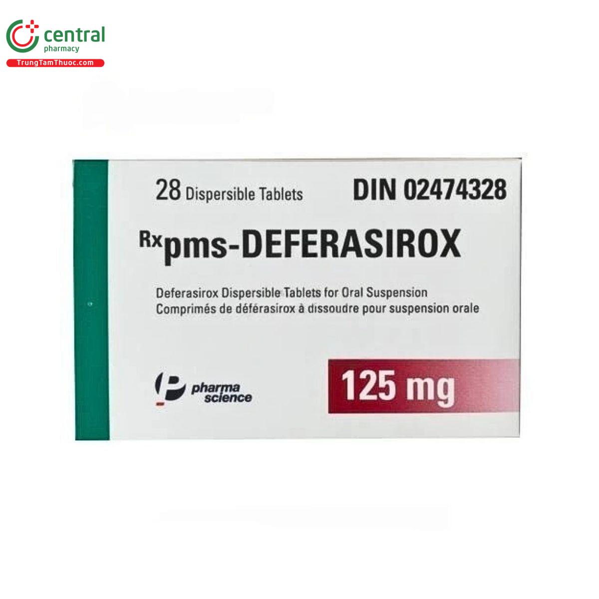 Thuốc pms-Deferasirox 125mg điều trị quá tải sắt mạn tính do truyền máu