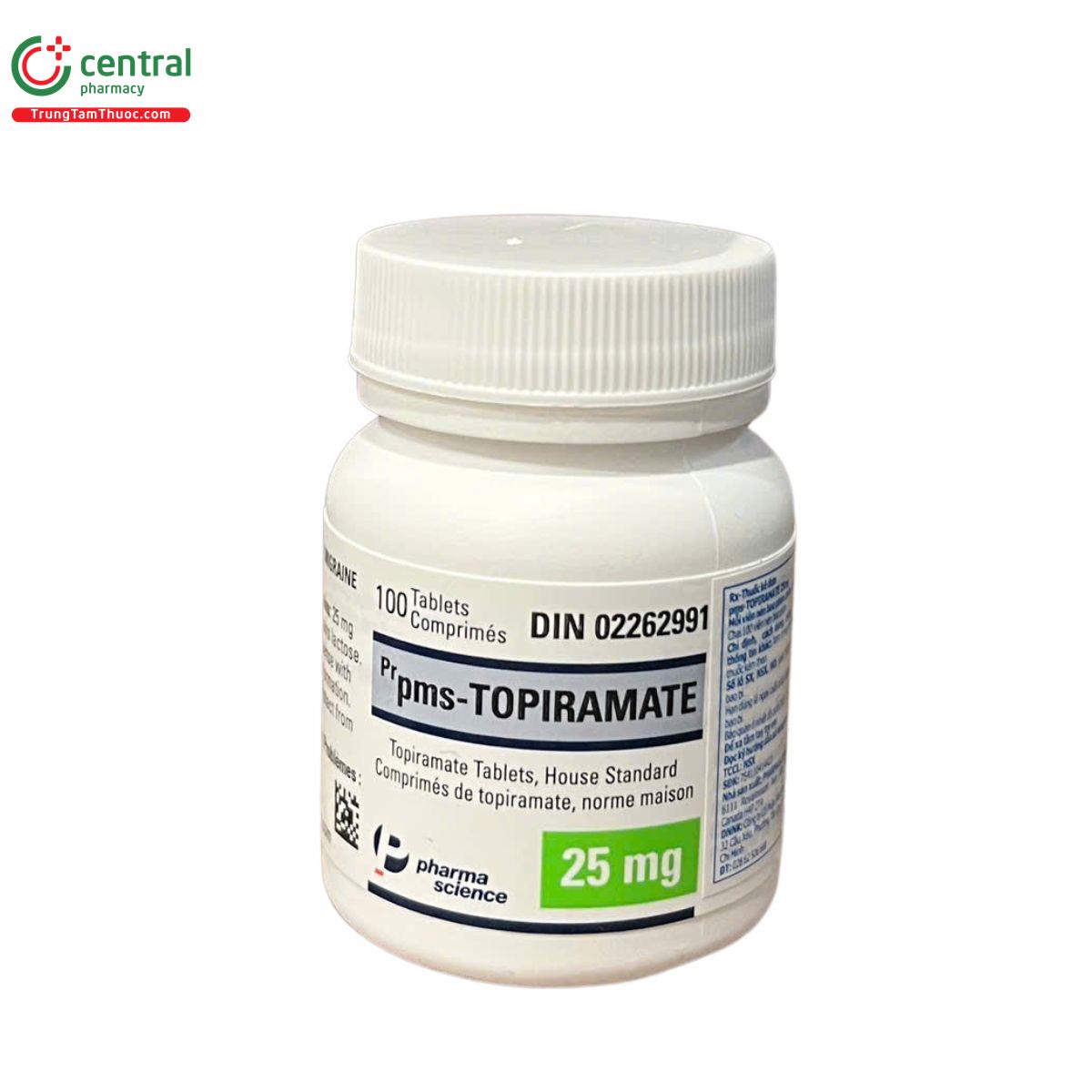 Thuốc Pms-Topiramate 25mg: Điều trị động kinh, phòng ngừa đau nửa đầu