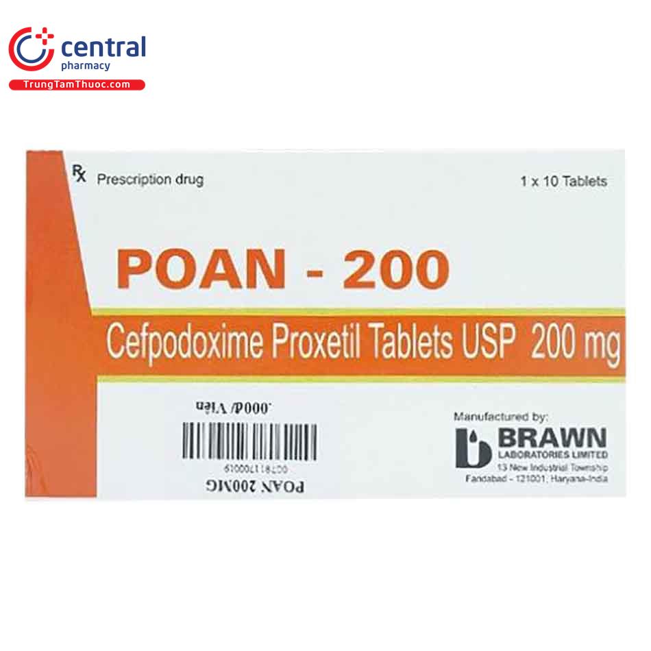 Thuốc Poan-200 (Cefpodoxime 200mg): công dụng, liều dùng