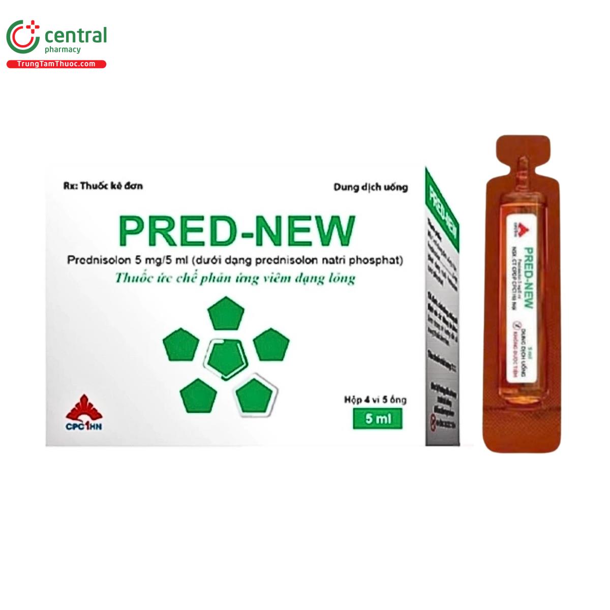 Thuốc Pred-New 5mg/5ml chống dị ứng, chống viêm, ức chế miễn dịch