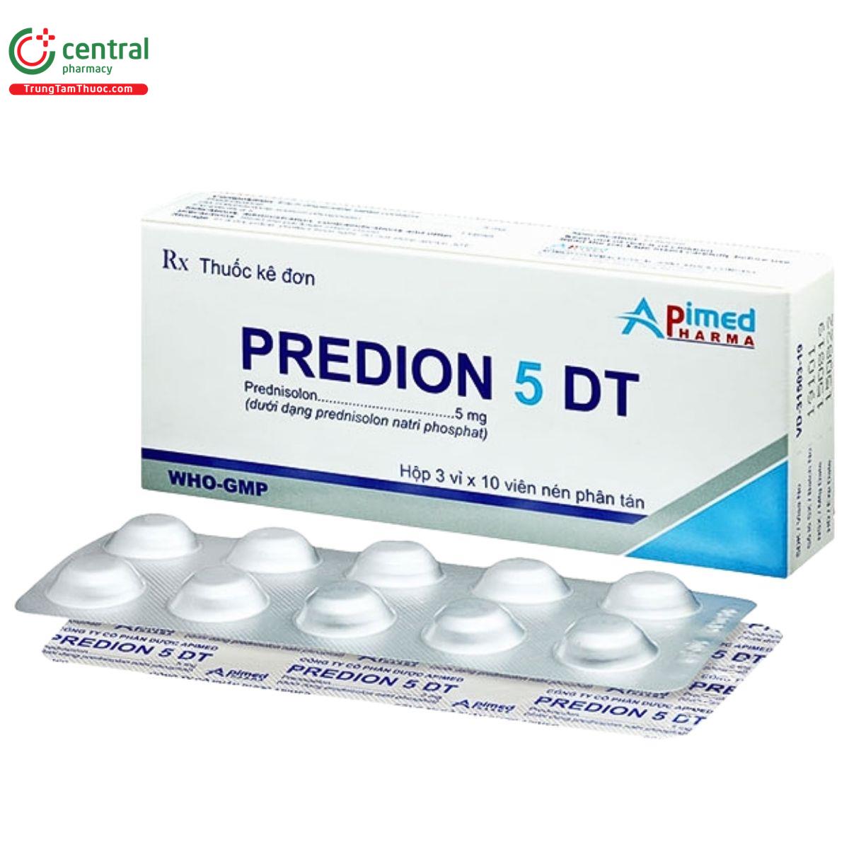 Thuốc Predion 5 DT Apimed chứa Prednisolon, có tác dụng chống viêm ...