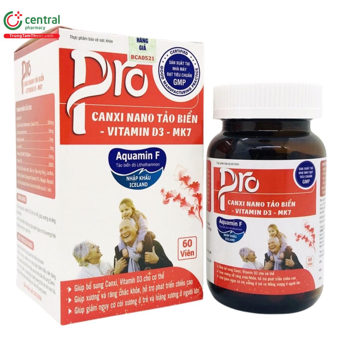 Thuốc Pro Canxi Nano tảo biển - Vitamin D3 - MK7 giúp xương chắc khỏe