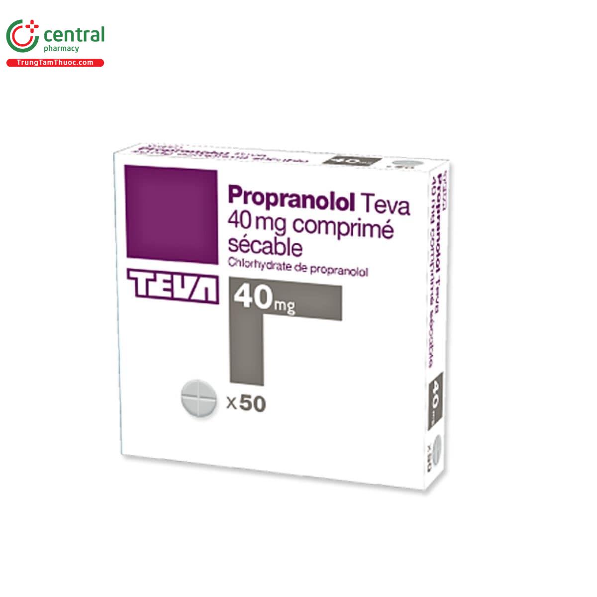 Thuốc Propranolol Teva 40mg điều trị tăng huyết áp, đau thắt ngực