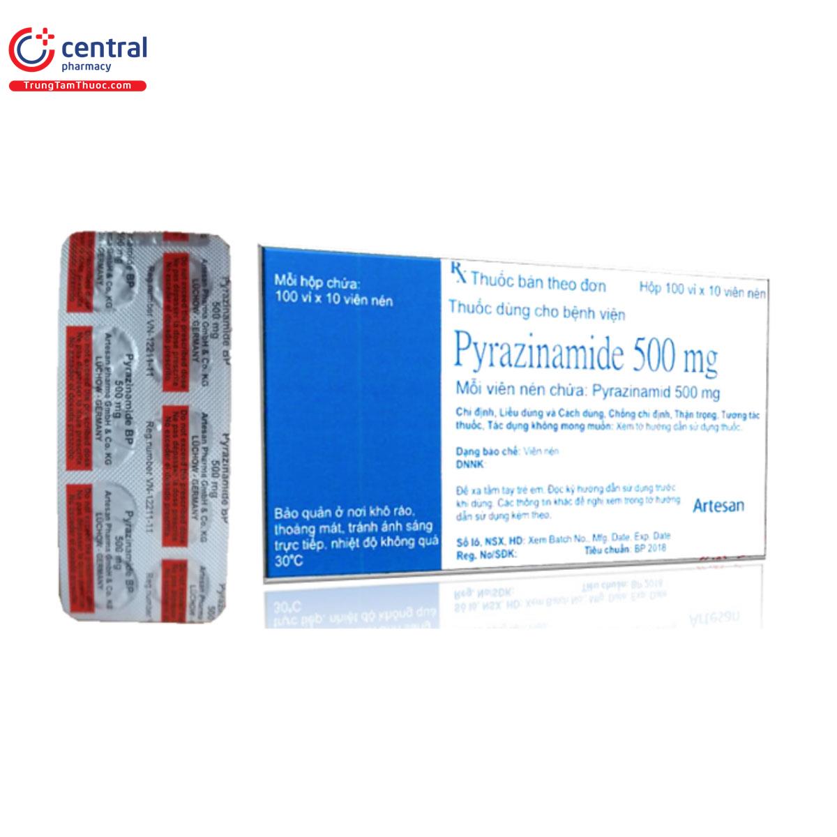 Thuốc Pyrazinamide 500mg Artesan (Đức) dùng phối hợp để điều trị lao