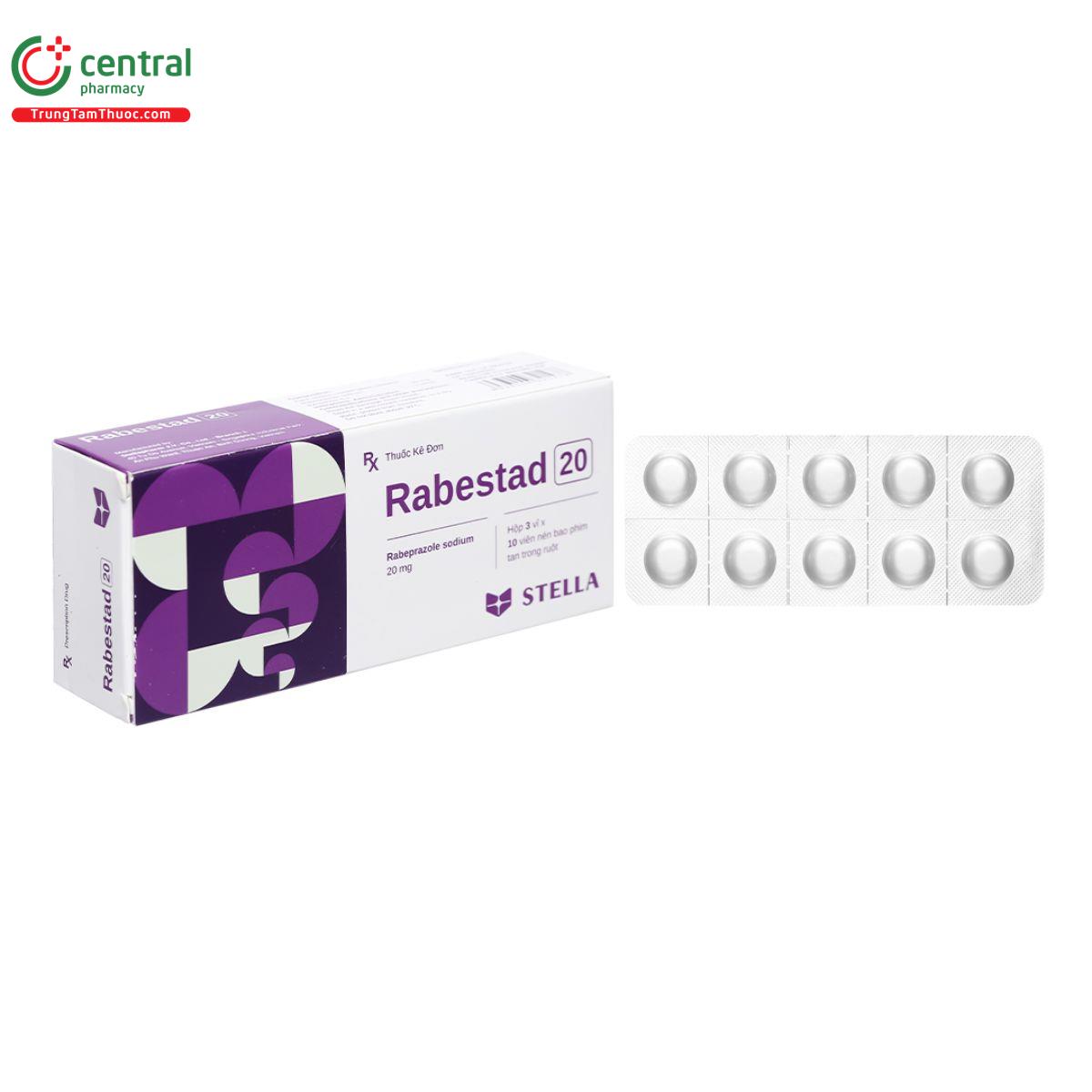 Thuốc Rabestad 20 điều trị trào ngược dạ dày, viêm loét đường tiều hóa