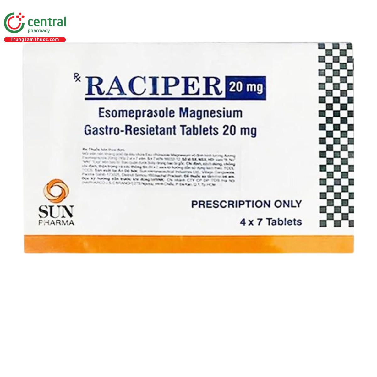 Thuốc Raciper 20mg - Ức chế tiết acid dạ dày hiệu quả, kéo dài