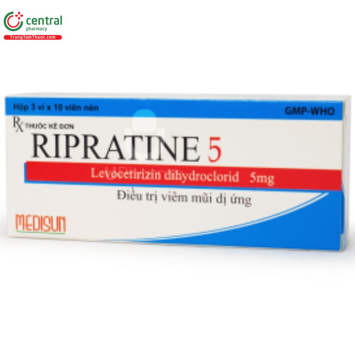 Thuốc Ripratine 5mg Medisun - Điều trị viêm mũi dị ứng, mề đay vô căn
