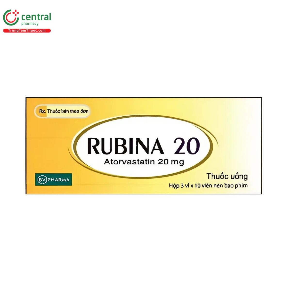 Thuốc Rubina 20 điều trị tăng cholesterol, rối loạn lipid máu