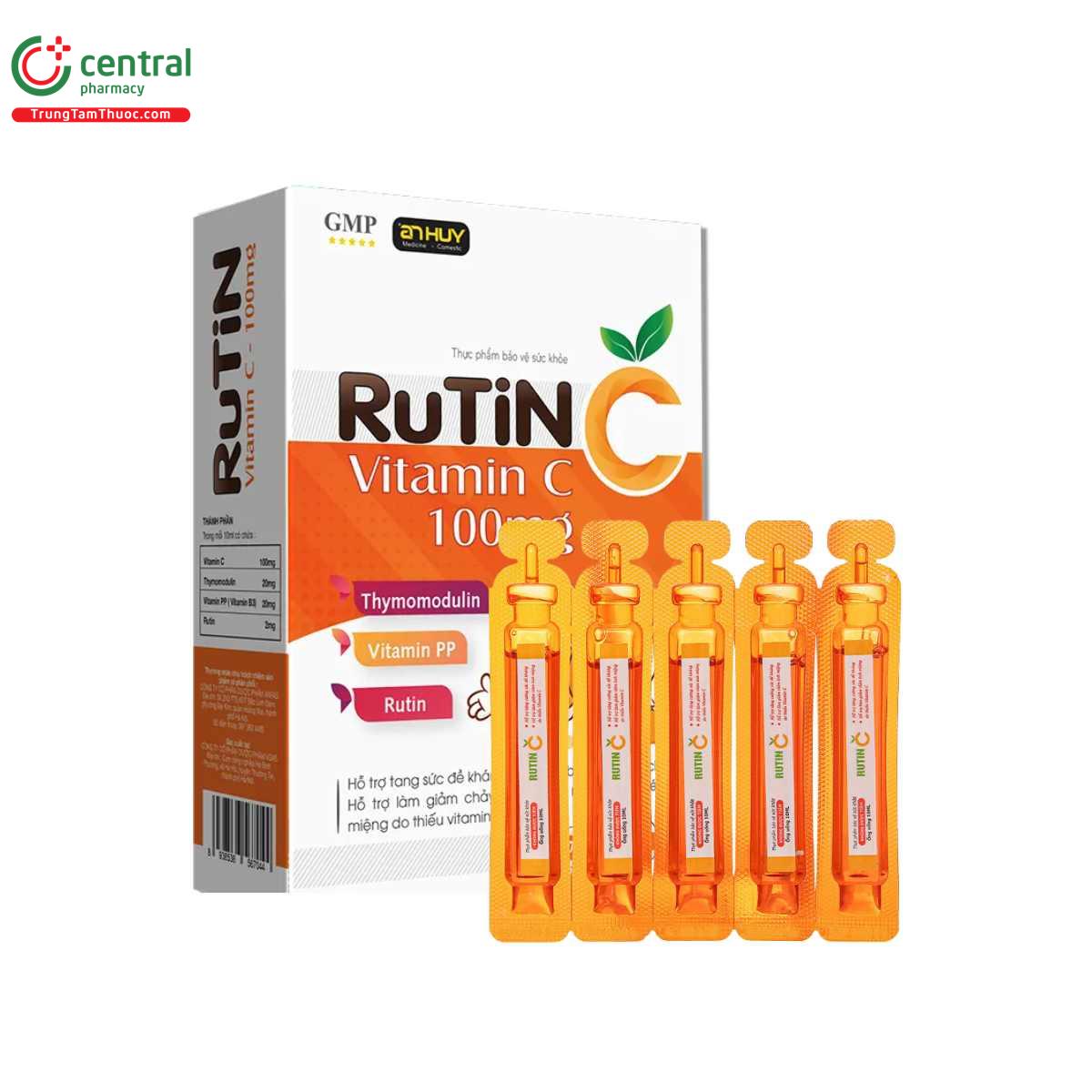 Rutin C Vitamin C 100mg Dược An Huy hộp 20 ốngx10ml tăng sức đề kháng