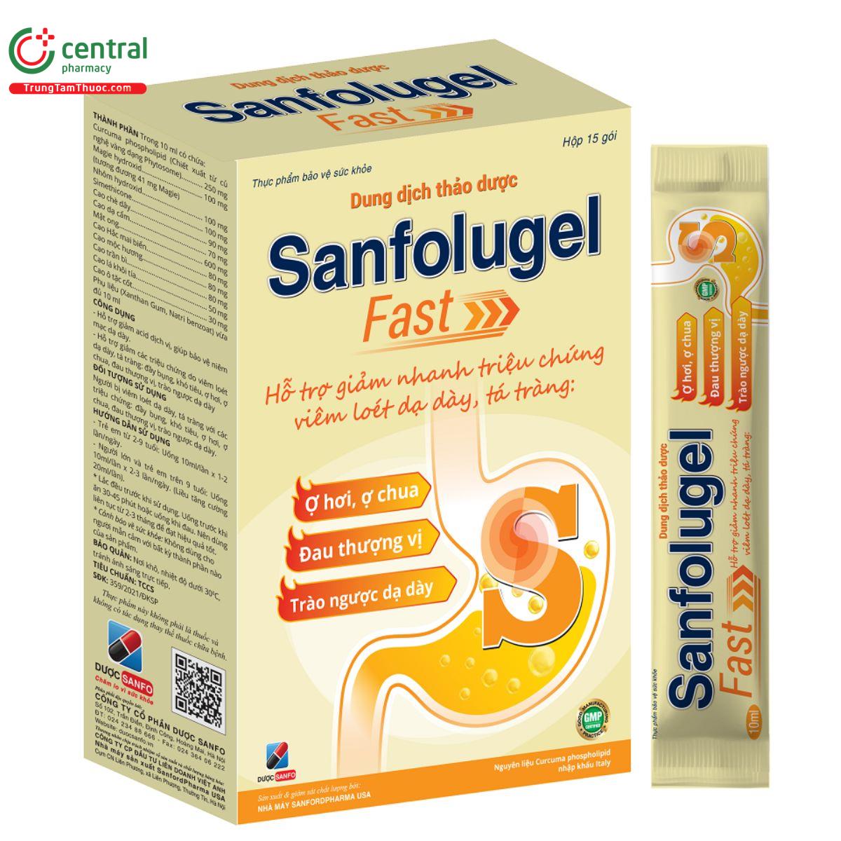 Thuốc Sanfolugel Fast Giúp giảm acid dịch vị, bảo vệ niêm mạc dạ dày