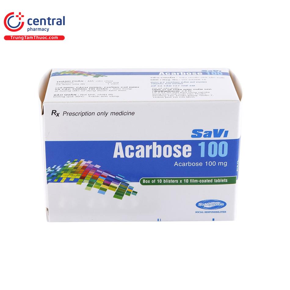 [CHÍNH HÃNG] Thuốc SaVi Acarbose 100 điều trị đái tháo đường type 2