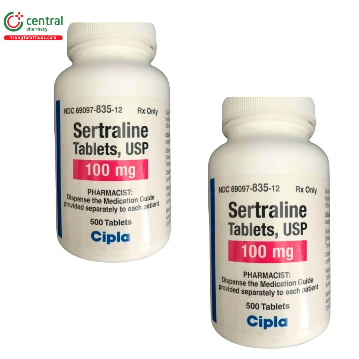 Thuốc Sertraline 100mg Cipla (chai 500 viên) - Điều trị rối loạn trầm cảm