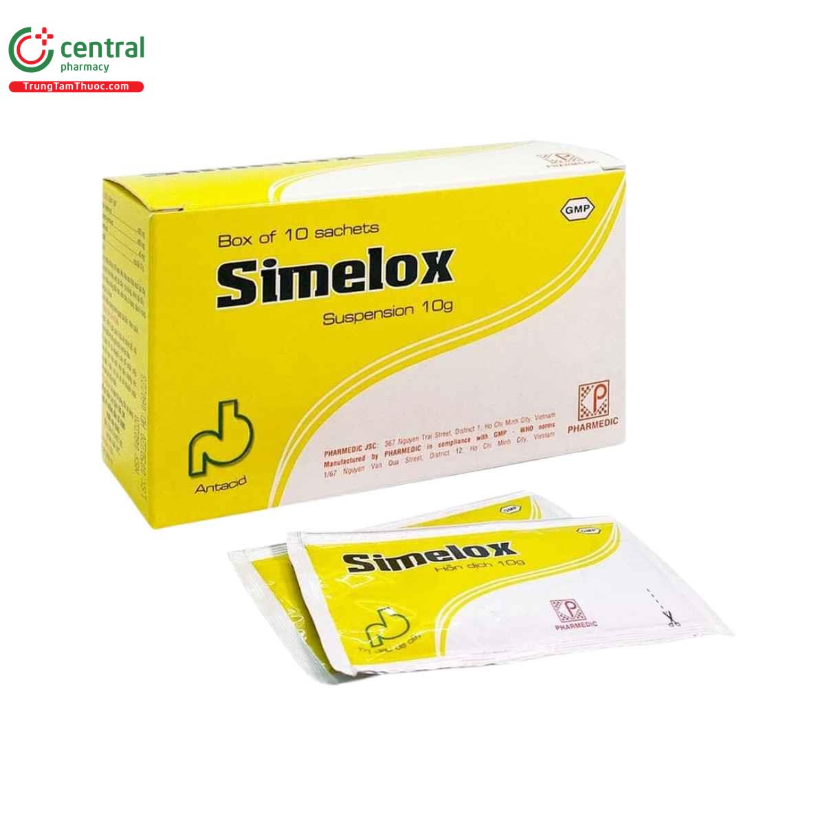 Thuốc Simelox 10g trị viêm loét dạ dày, trào ngược thực quản