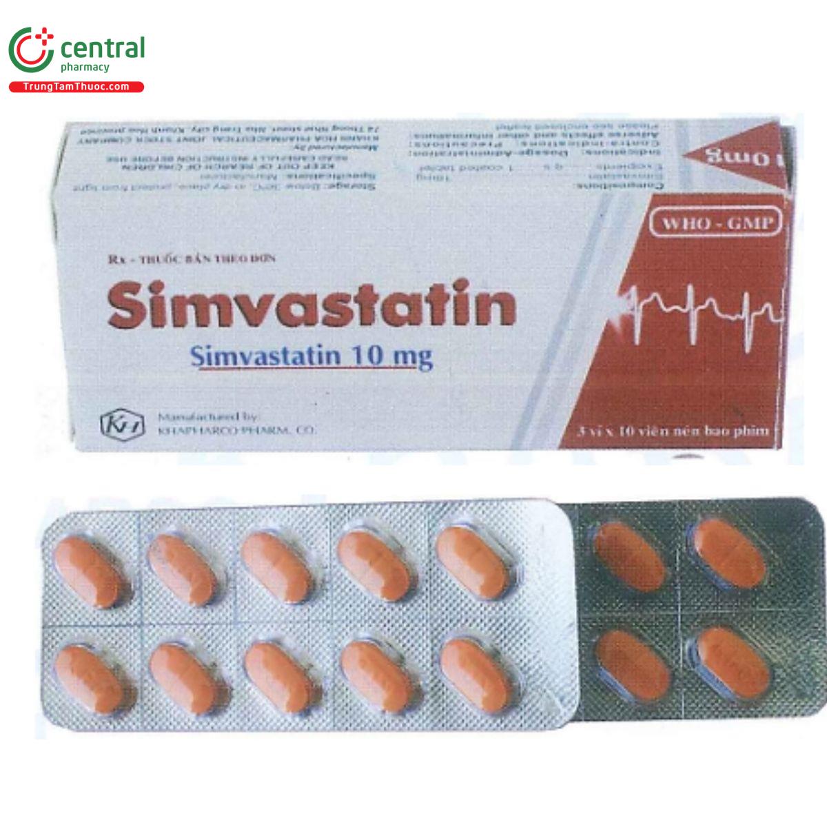 Thuốc Simvastatin 10mg Khapharco - Điều trị tăng rối loạn lipid máu