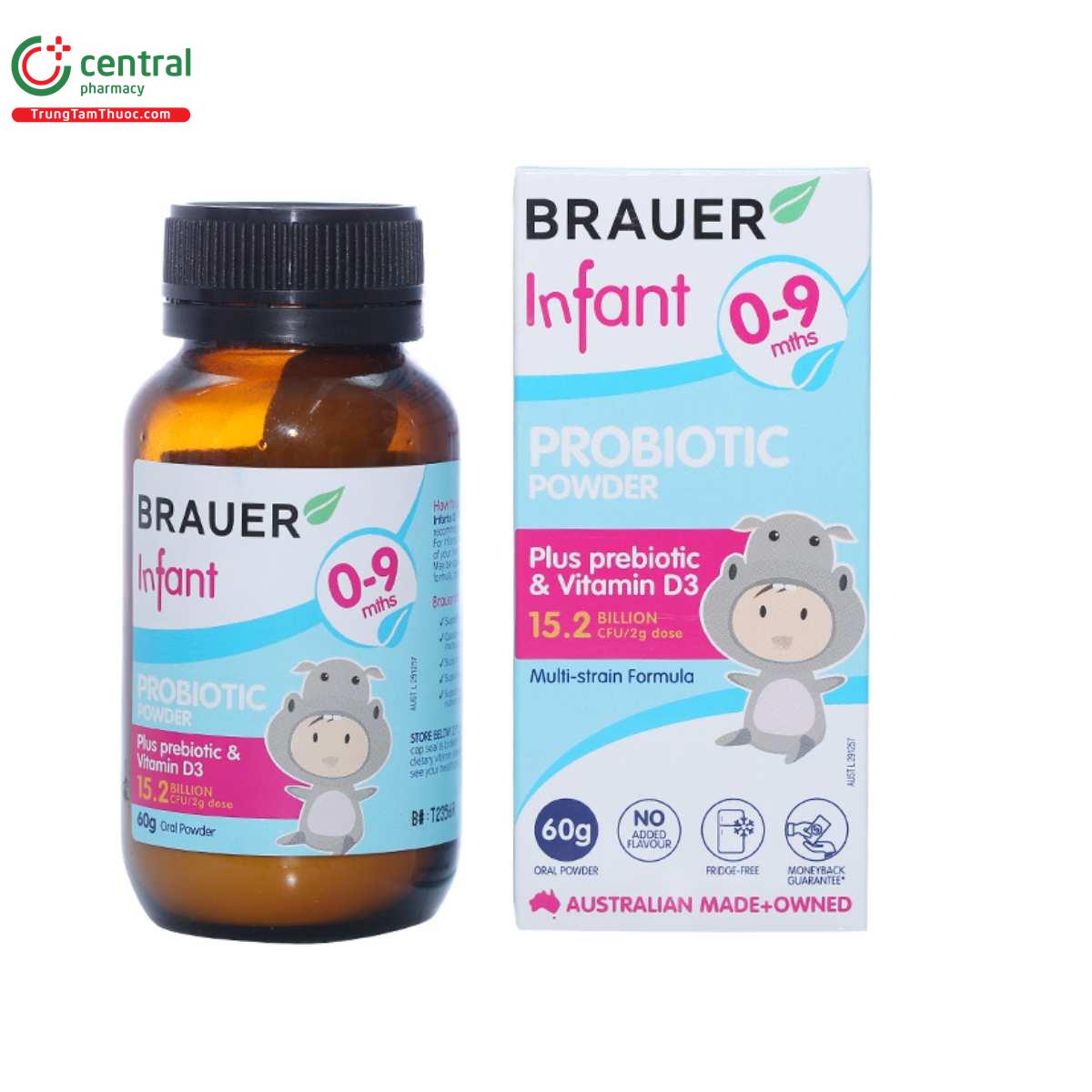Siro men vi sinh Brauer Infant Probiotic Powder cho trẻ 0-9 tháng