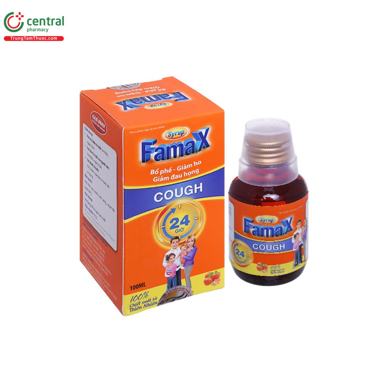 Siro Famax Cough làm ấm đường hô hấp, giảm ho, giảm đau rát họng